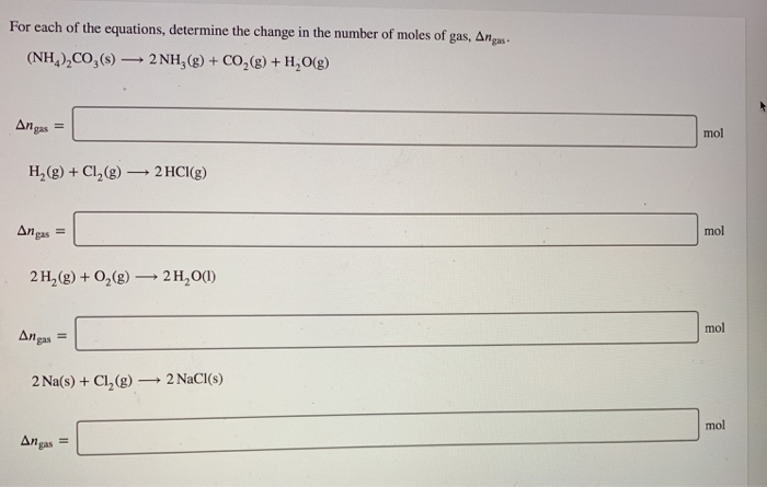 Solved For each of the equations, determine the change in | Chegg.com