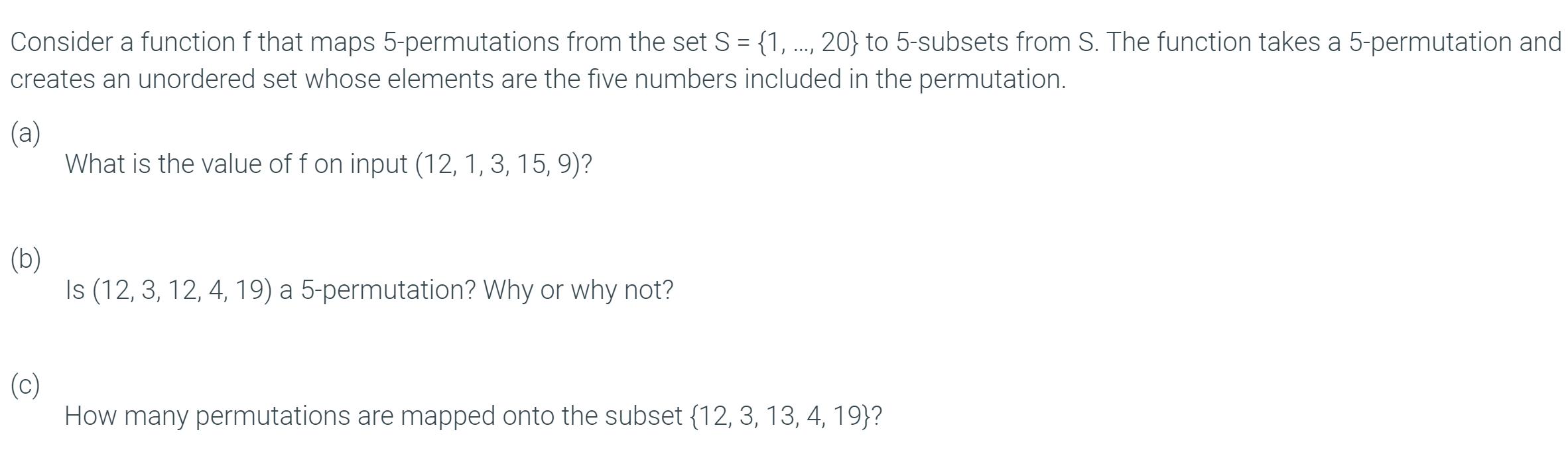 Solved Consider A Function F That Maps 5 Permutations Fro 3563