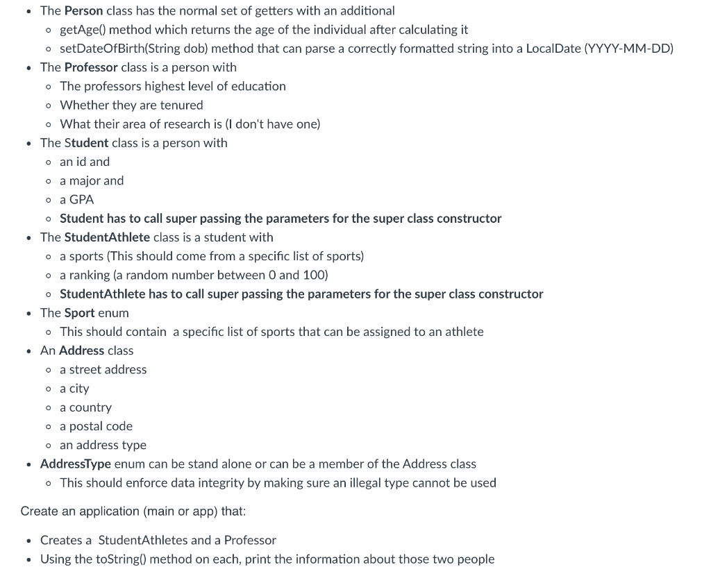 Deliverables Person.java Professor.java Student.java | Chegg.com