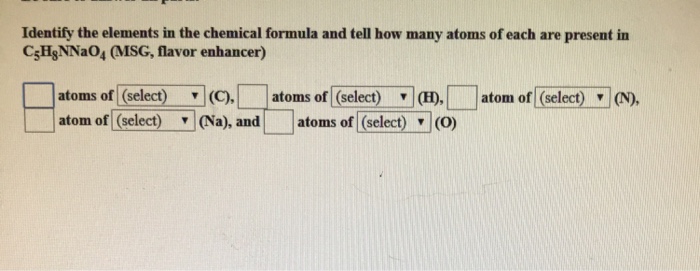 Solved Identify the elements in the chemical formula and | Chegg.com