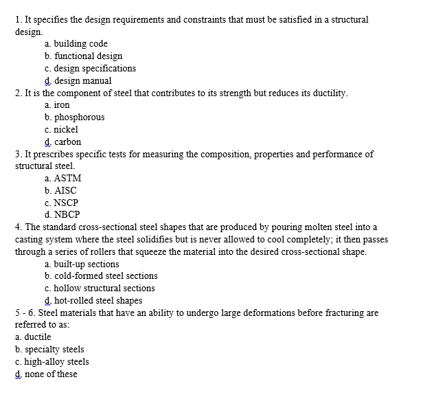 Solved 1. It specifies the design requirements and | Chegg.com