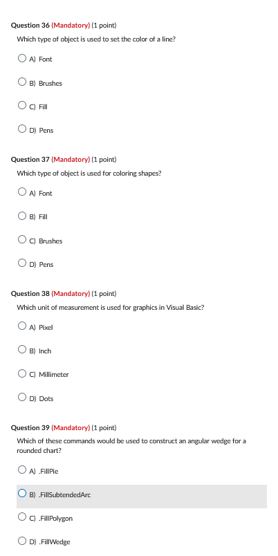Solved Question 36 (Mandatory) (1 point) Which type of | Chegg.com Solved Question 36 (Mandatory) (1 point) Which type of | Chegg.com
