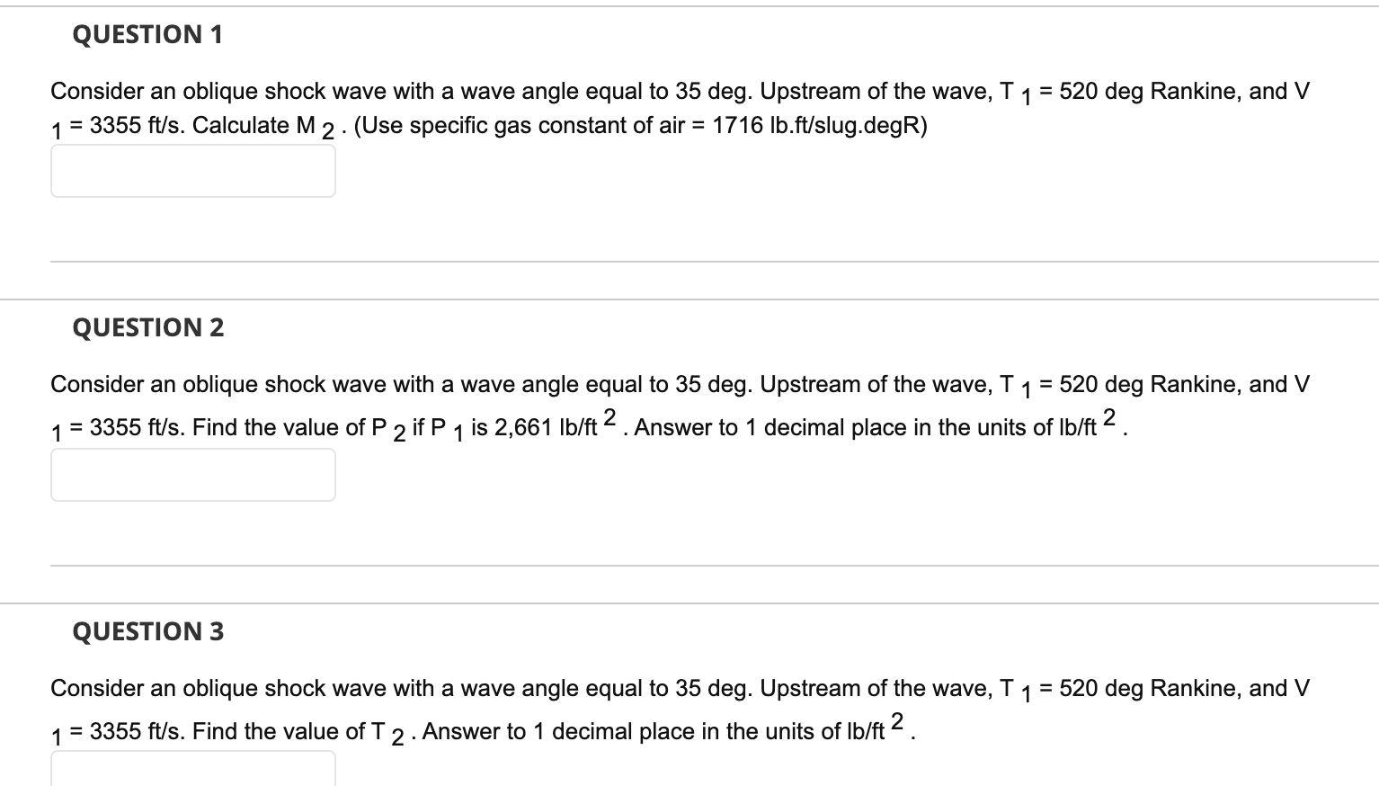 Solved QUESTION 1 Consider an oblique shock wave with a wave | Chegg.com