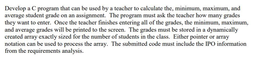Solved Develop a C program that can be used by a teacher to | Chegg.com