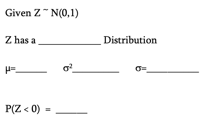 Solved Given Z∼N(0,1) Z has a . Distribution μ=[σ2_σ=. | Chegg.com Solved Given Z∼N(0,1) Z has a . Distribution μ=[σ2_σ=. | Chegg.com