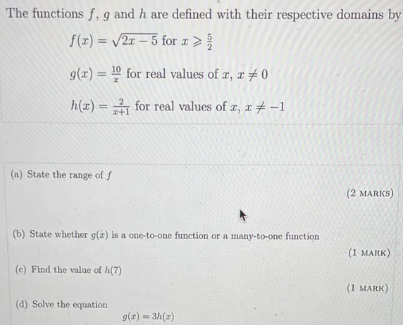Solved The functions f,g and h are defined with their | Chegg.com
