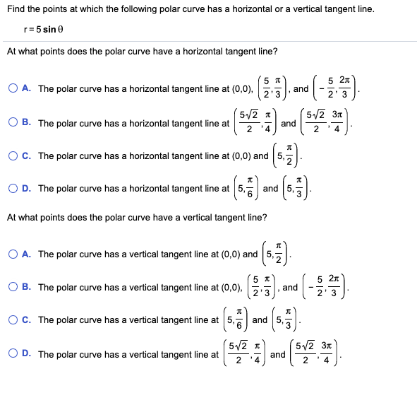 Solved Find the points at which the following polar curve | Chegg.com