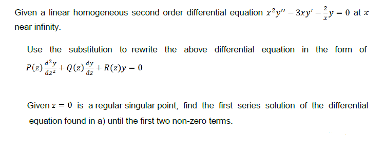 Solved 2 Given a linear homogeneous second order | Chegg.com