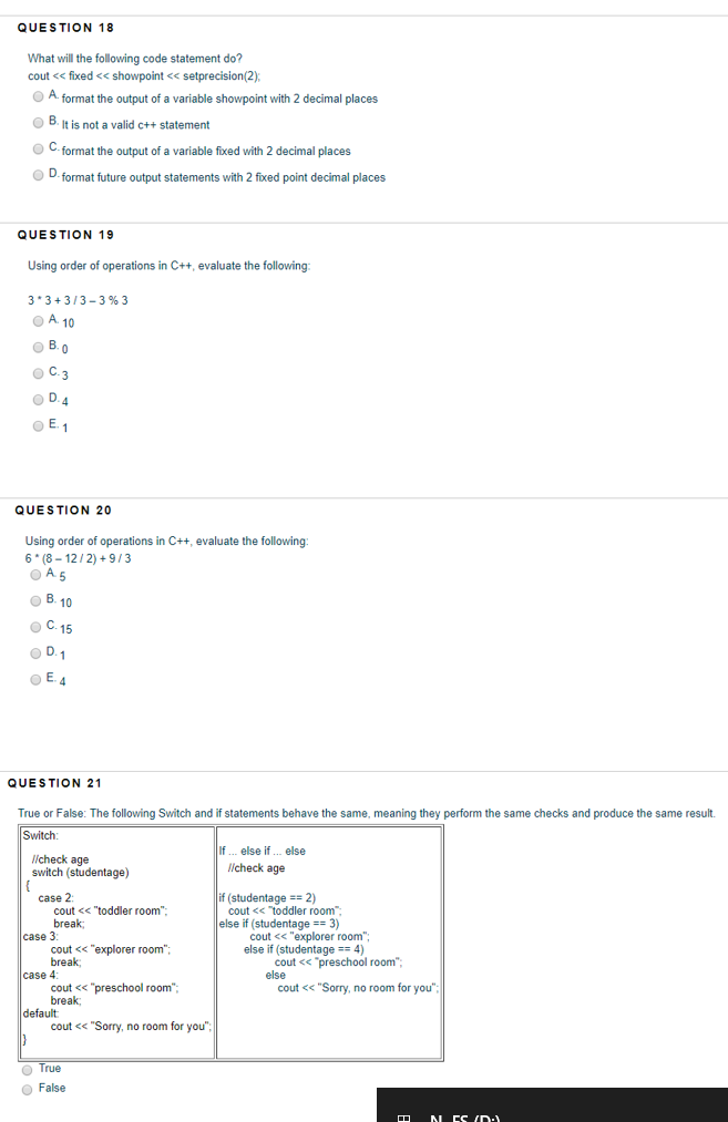 Solved QUESTION 7 Which of the following is a valid C++ | Chegg.com