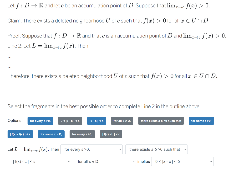 Solved Let f:D + R and let c be an accumulation point of D. | Chegg.com