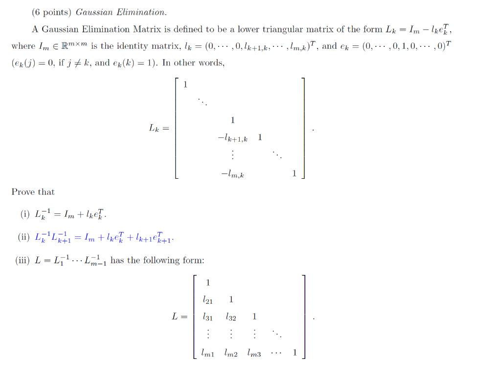 Solved (6 points) Gaussian Elimination. A Gaussian | Chegg.com