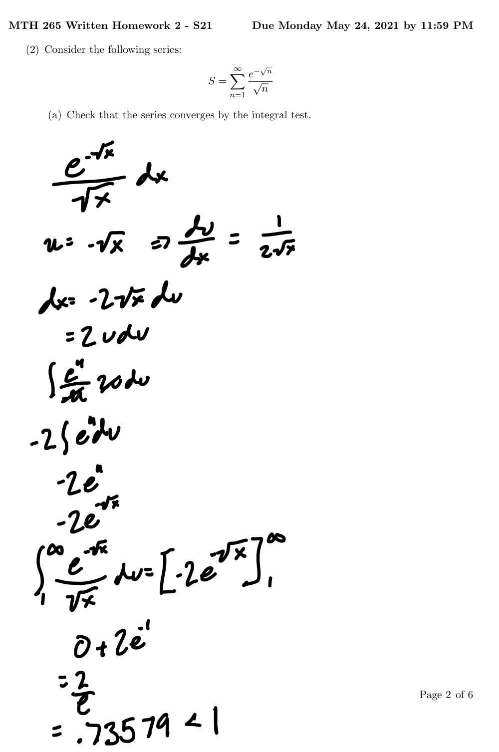 Solved MTH 265 Written Homework 2 - S21 Due Monday May 24, | Chegg.com