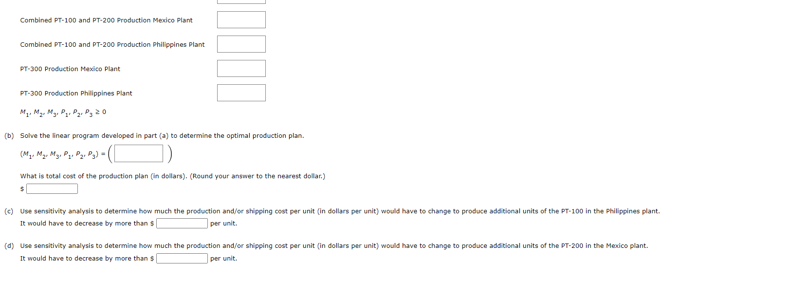 Solved b) Solve the linear program developed in part (a) to | Chegg.com