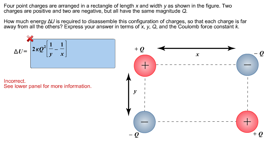 Solved Four point charges are arranged in a rectangle of | Chegg.com