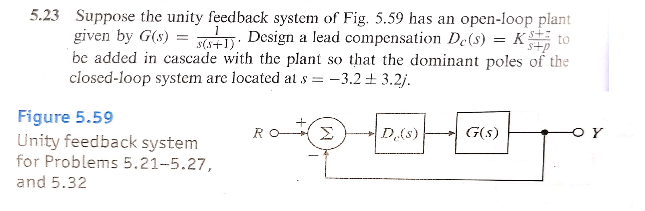Solved 1 to 5.23 Suppose the unity feedback system of Fig. | Chegg.com