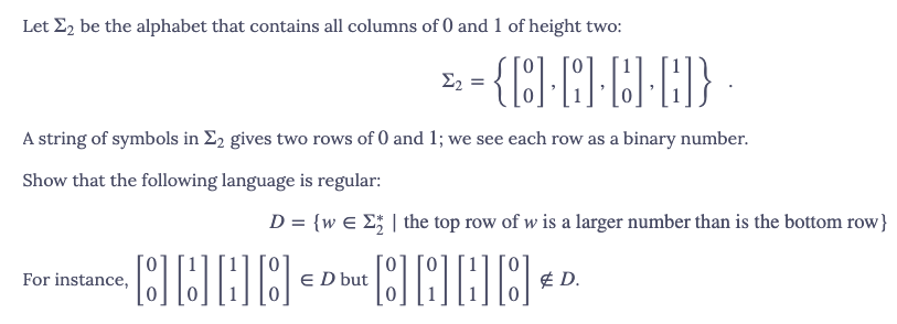 Solved Let 2 be the alphabet that contains all columns of 0 | Chegg.com