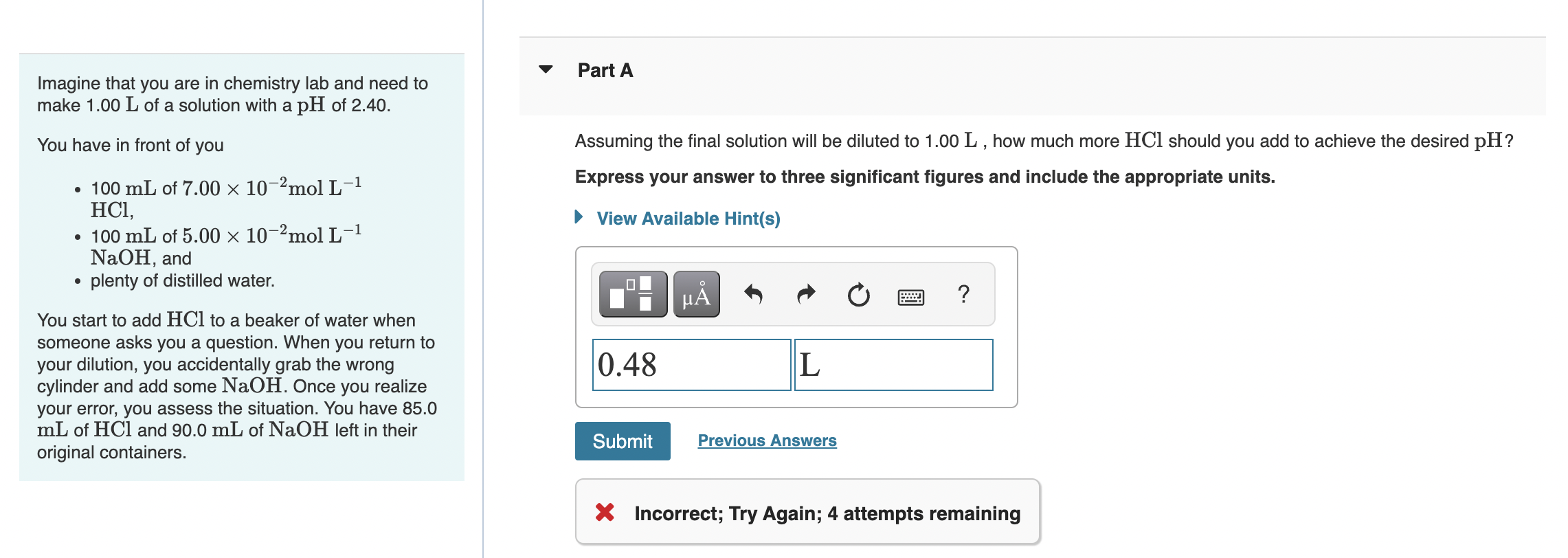 Solved × Incorrect; Try Again; 4 attempts remaining | Chegg.com