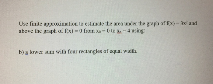 Solved Use finite approximation to estimate the area under | Chegg.com