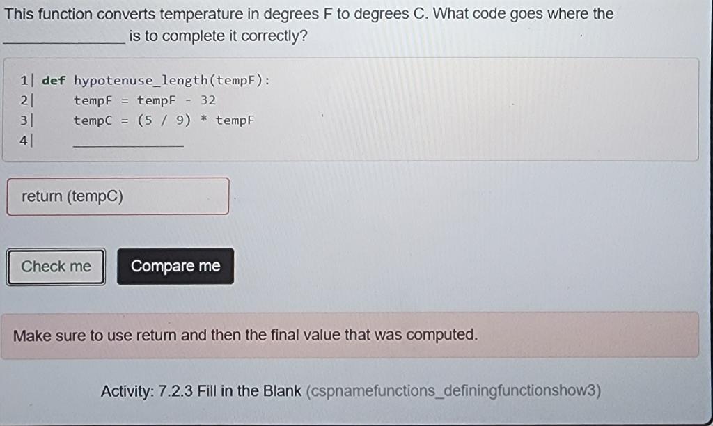 Solved This function converts temperature in degrees F to | Chegg.com