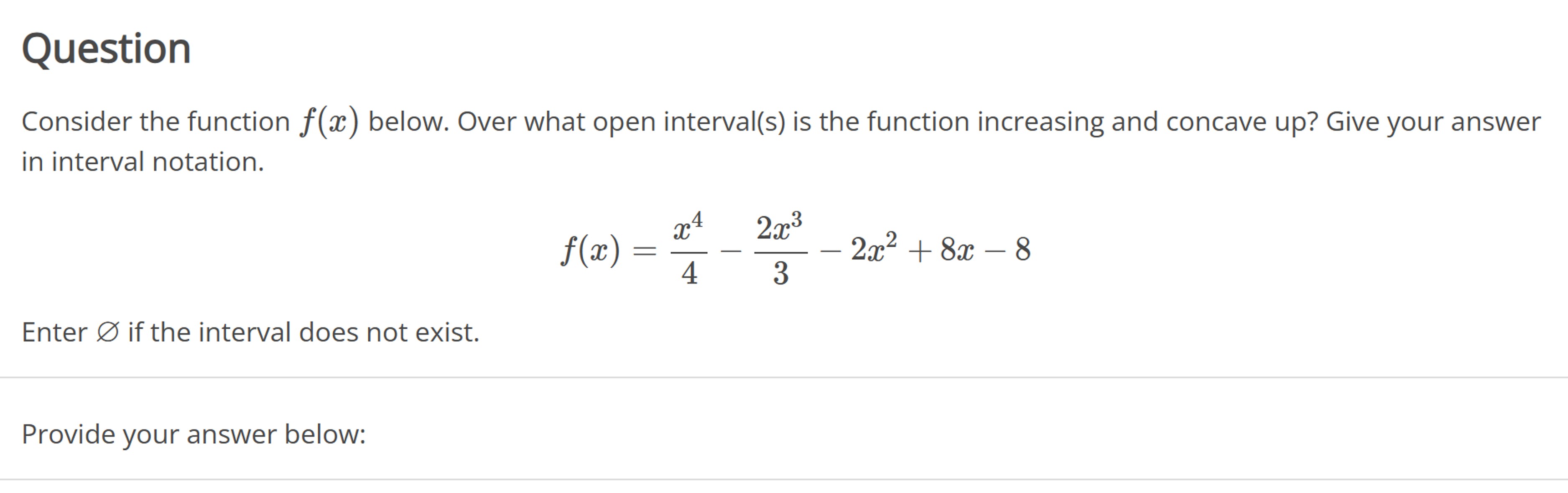 Solved QuestionConsider the function f(x) ﻿below. Over what | Chegg.com