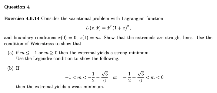 Solved Exercise 4 6 14 Consider The Variational Problem With