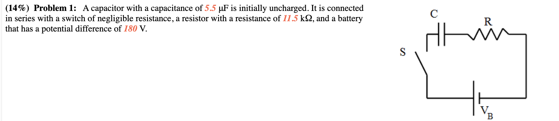 Solved (14\%) Problem 1: A capacitor with a capacitance of | Chegg.com