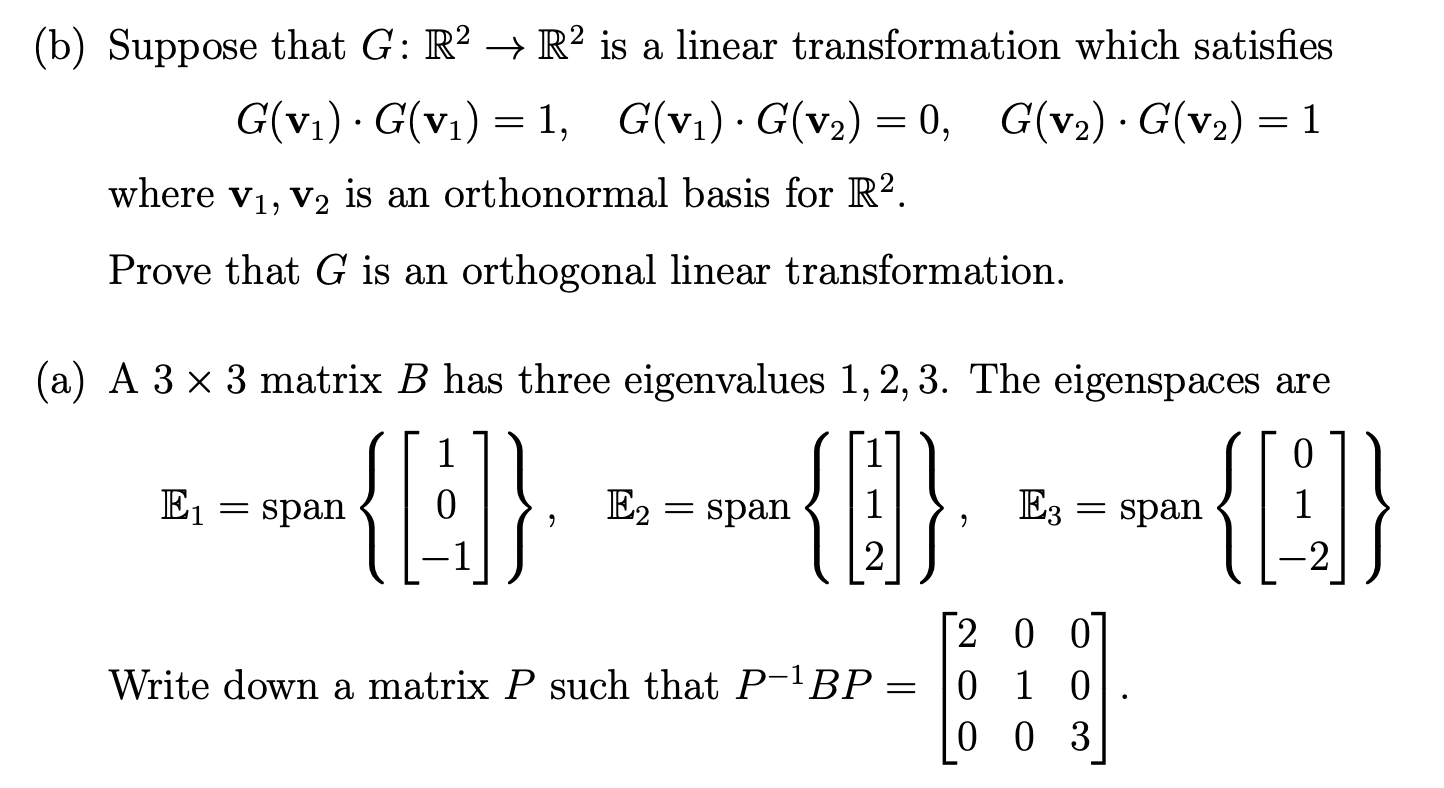 Solved (b) Suppose that G:R2→R2 is a linear transformation | Chegg.com