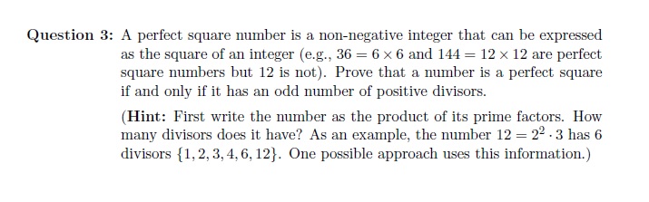 Solved stion 3: A perfect square number is a non-negative | Chegg.com