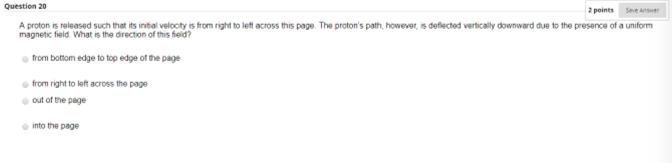 Solved Question 20 2 points Sovenger A proton is released | Chegg.com
