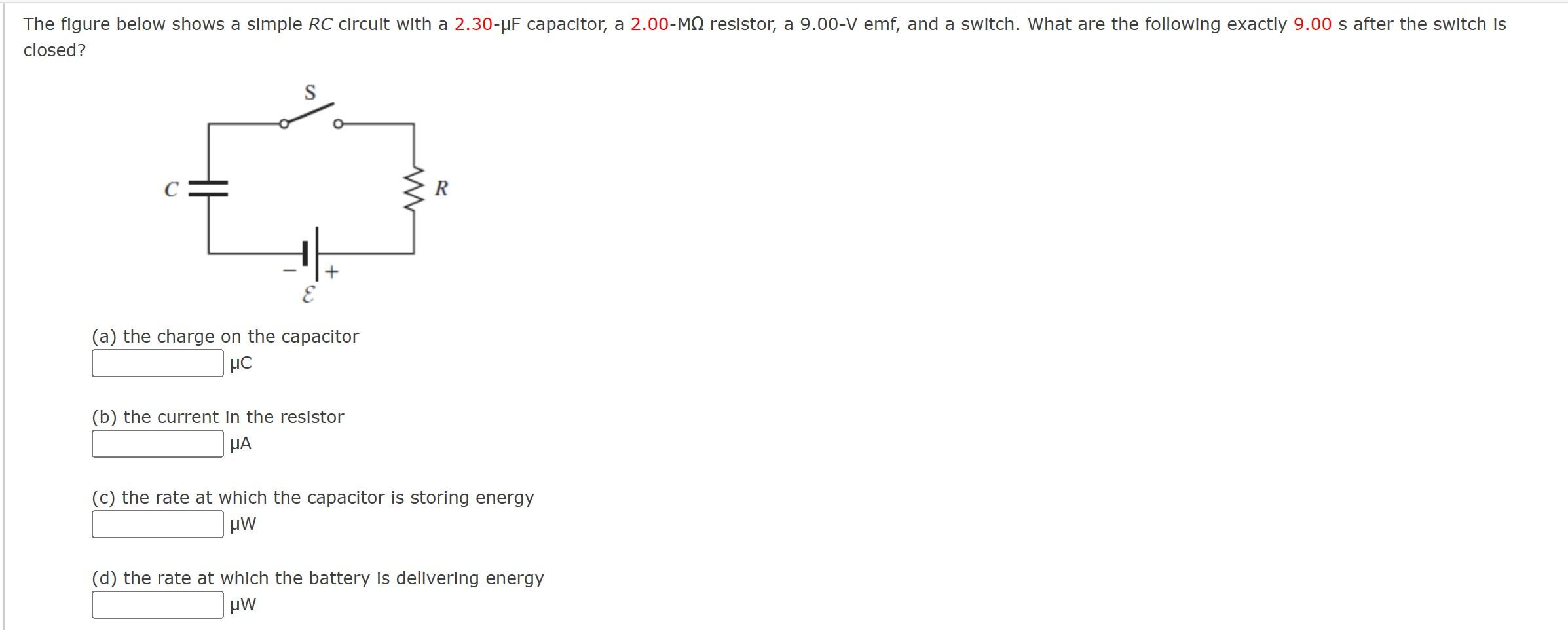 Solved The figure below shows a simple RC circuit with a | Chegg.com