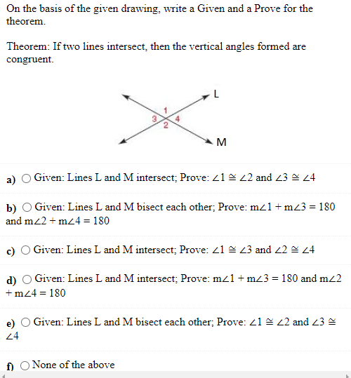 Solved On the basis of the given drawing, write a Given and | Chegg.com