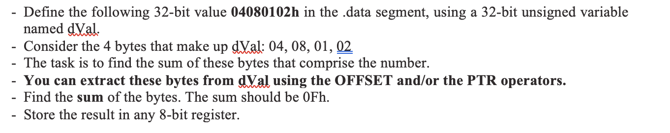 Solved - Define the following 32-bit value 04080102h in the | Chegg.com