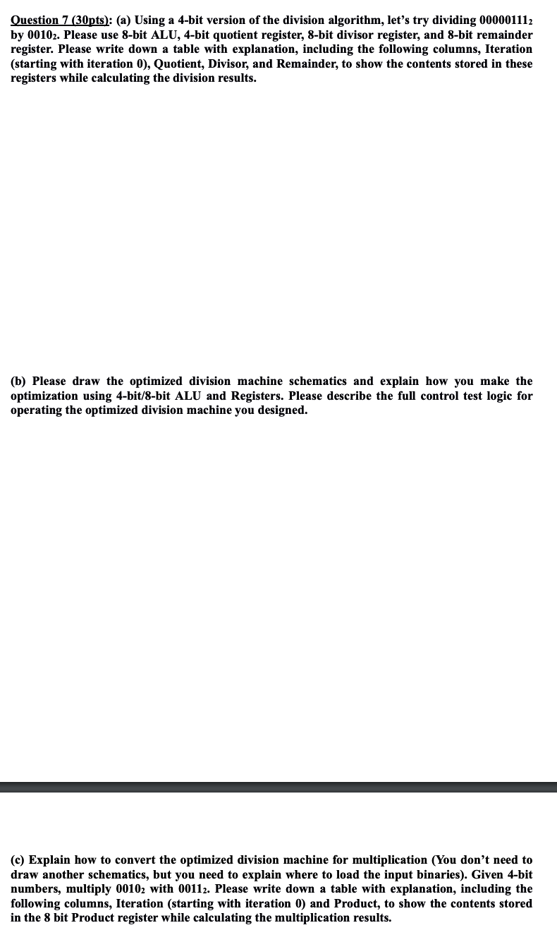 Solved Question 7 (30pts): (a) Using a 4-bit version of the | Chegg.com