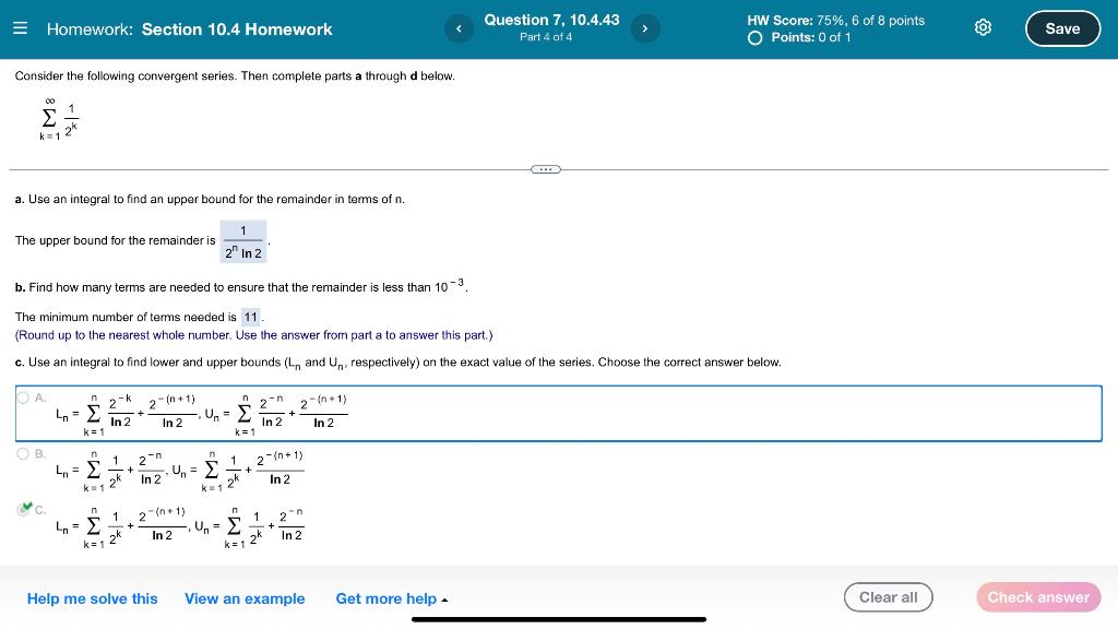 Solved Homework Section 10 4 Homework Question 7 10 4 43