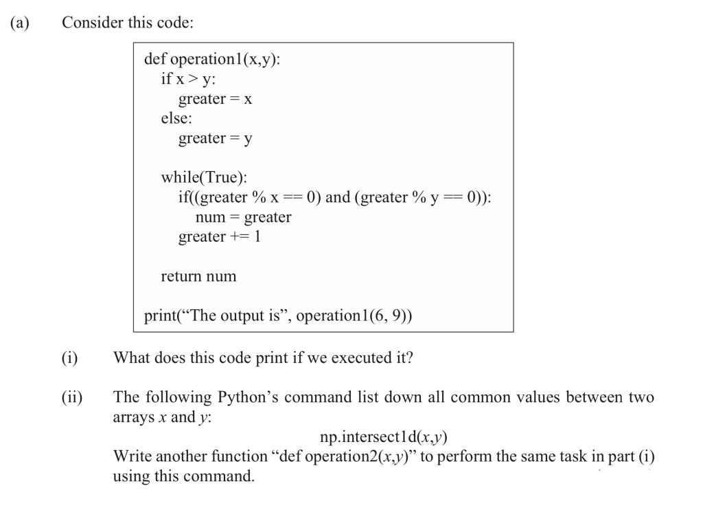 Solved (a) Consider this code: \begin{tabular}{l} def | Chegg.com