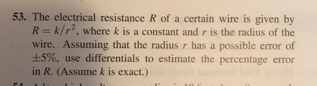 Solved 53. The electrical resistance R of a certain wire is | Chegg.com