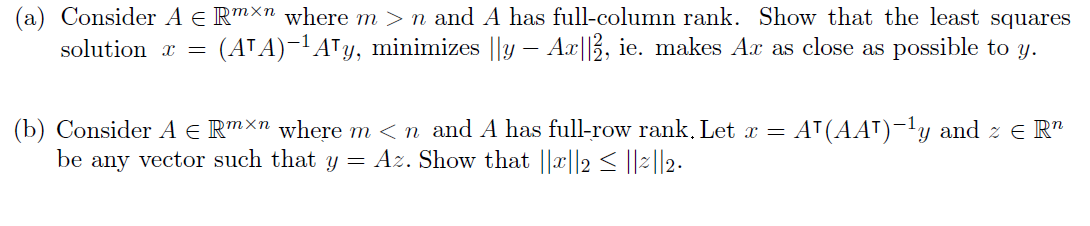 Solved (a) Consider A∈Rm×n where m>n and A has full-column | Chegg.com