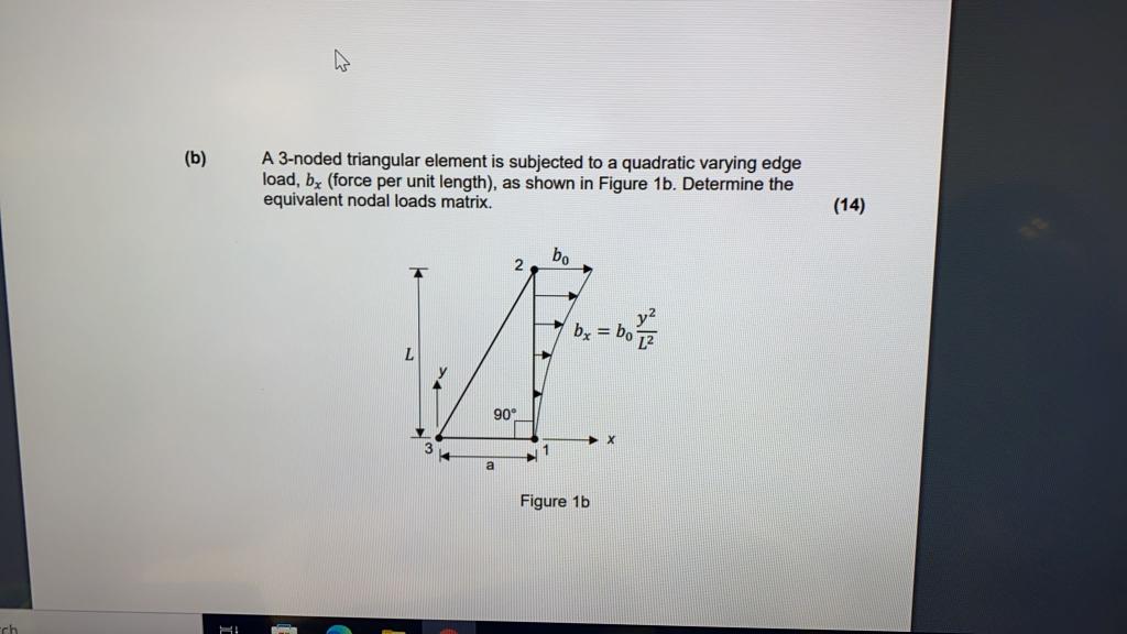 (b) A 3-noded triangular element is subjected to a | Chegg.com