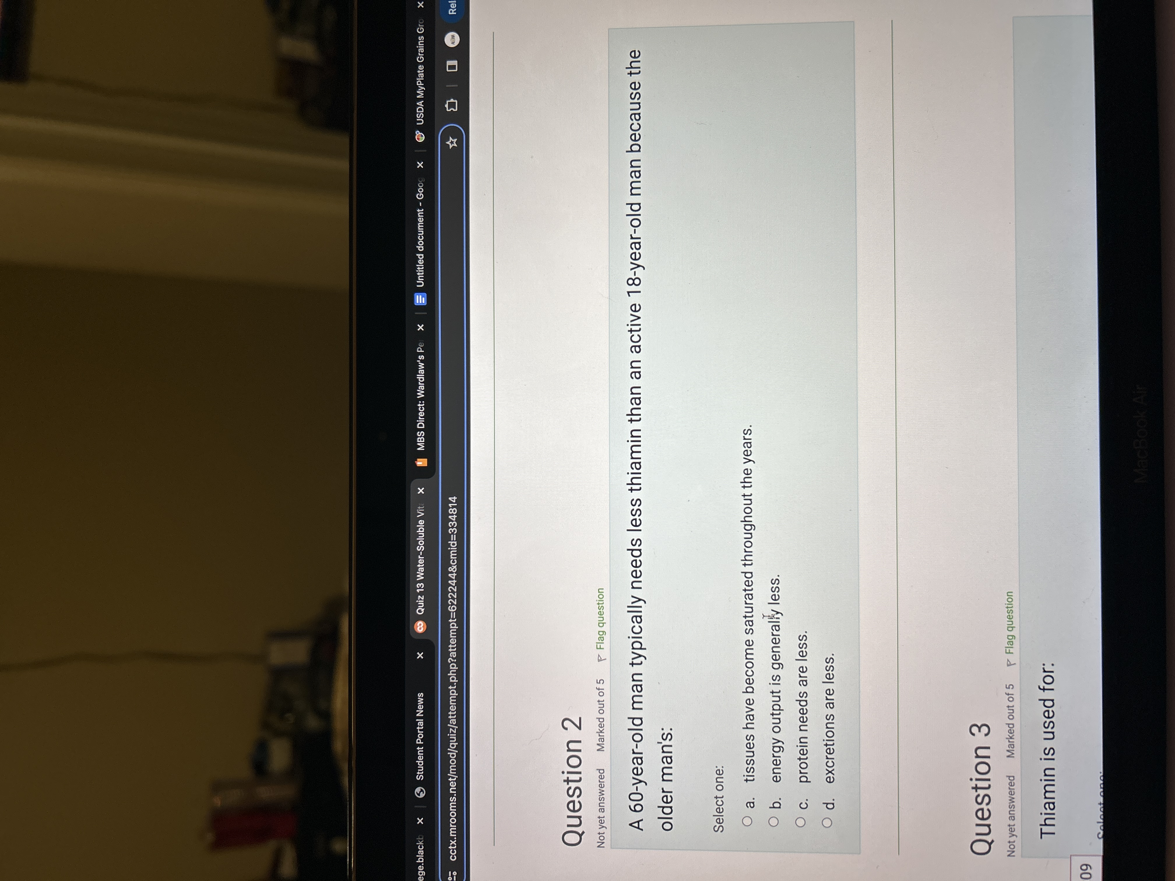 Solved Question 2A 60-year-old man typically needs less | Chegg.com