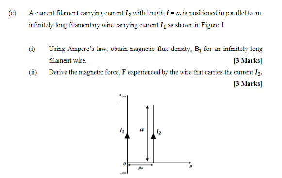 Solved (c) A current filament carrying current 12 with | Chegg.com