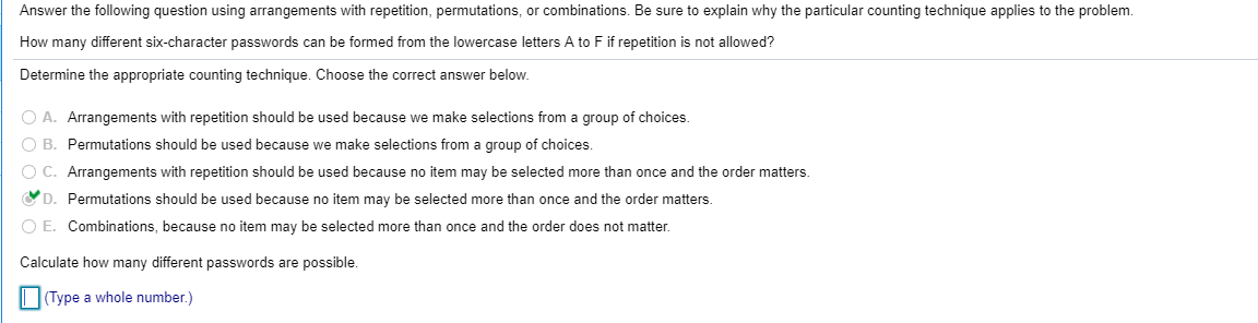 Solved Answer the following question using arrangements with | Chegg.com