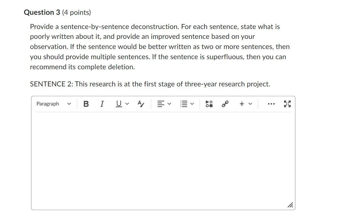 Question 3 (4 points) Provide a sentence-by-sentence | Chegg.com