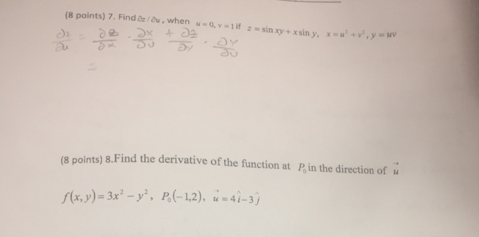 Solved Find partial differential z/partial differential u, | Chegg.com