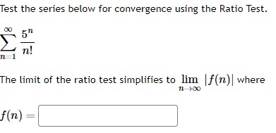 Solved Test the series below for convergence using the Ratio | Chegg.com