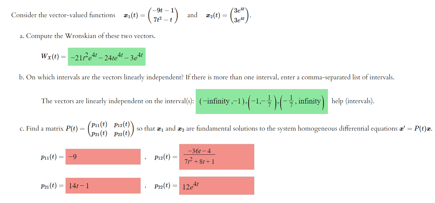 Solved Consider The Vector Valued Functions X1 T 1 9t 1