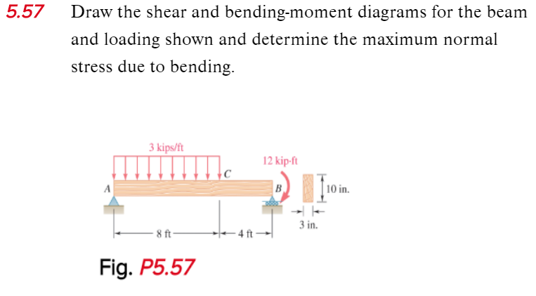 Solved 5.57 Draw the shear and bending-moment diagrams for | Chegg.com