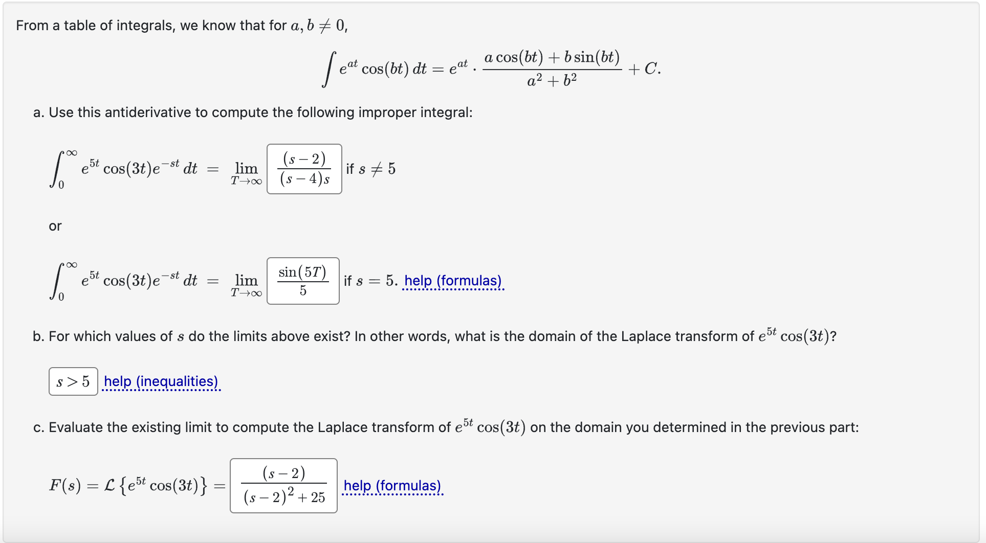 Solved From a table of integrals, we know that for a,b =0, | Chegg.com