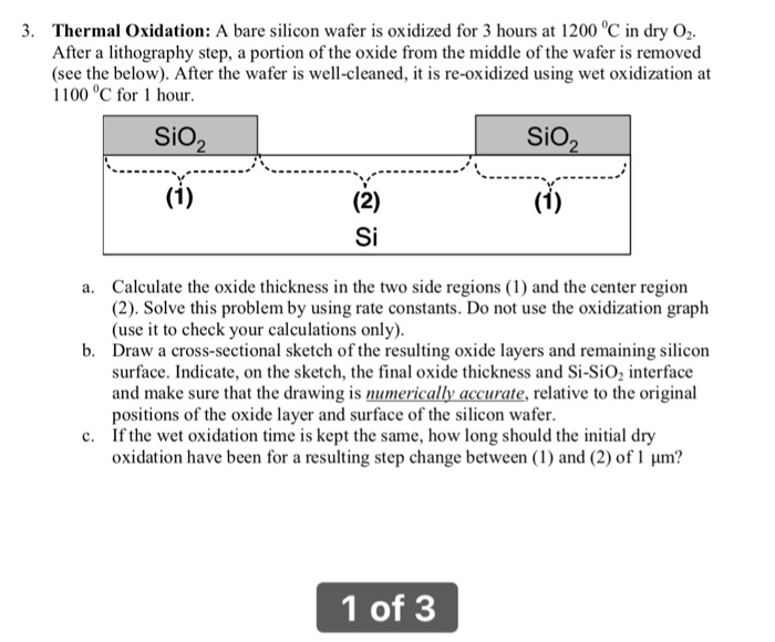 Solved Thermal Oxidation: A bare silicon wafer is oxidized | Chegg.com