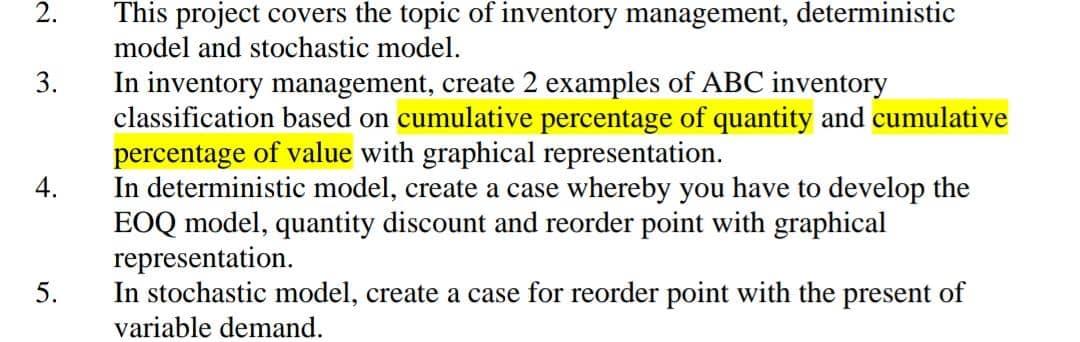 Solved 2. 3. This project covers the topic of inventory | Chegg.com