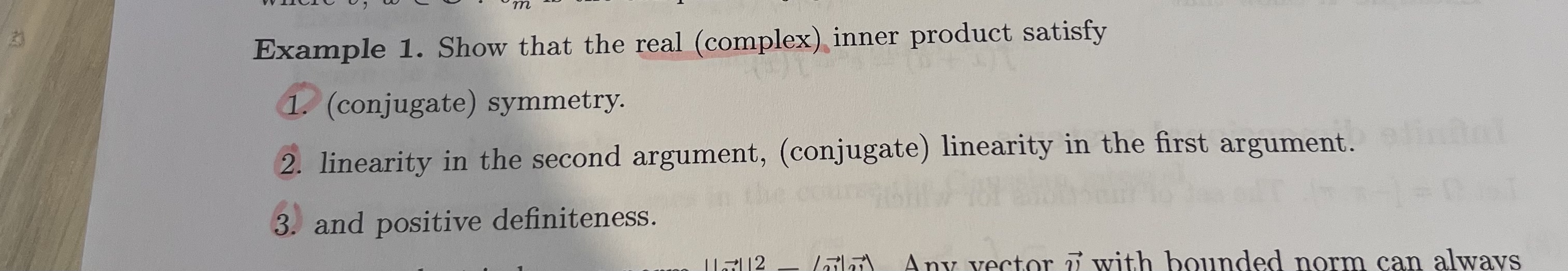 Example 1. Show that the real (complex) inner product | Chegg.com